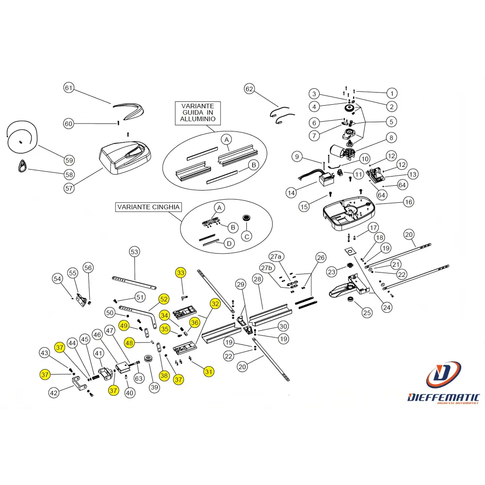 100405 pattino completo con staffa curva utile uniko ricambio - dieffematic