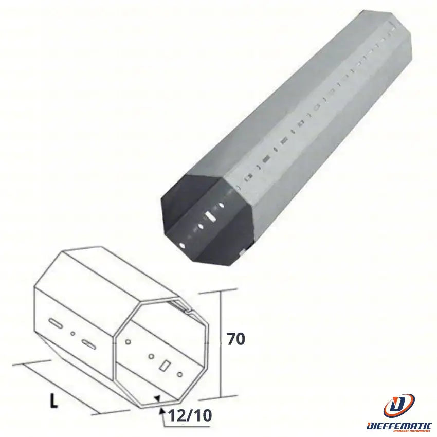 Octagonal shaft roller shutter tube axis d. 70 mm long 1 meter 100 cm