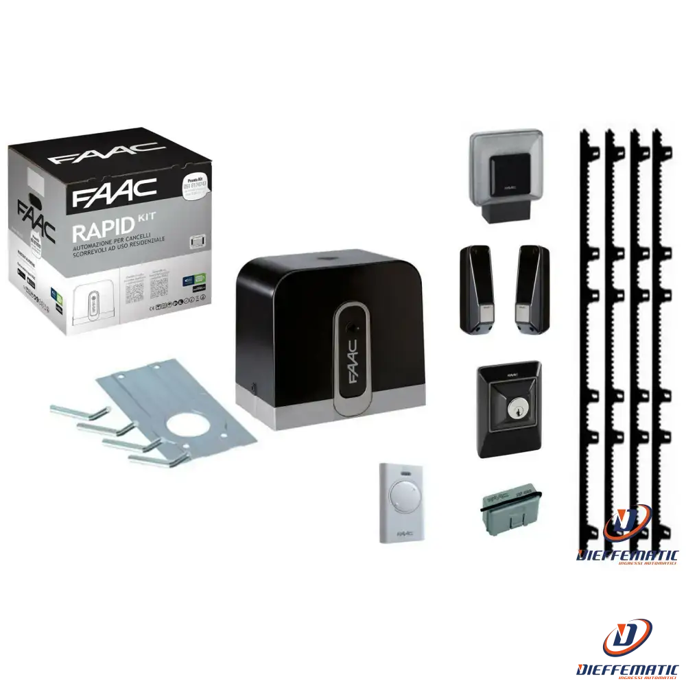 Faac cyclo rapid c720 kit 4mt cremagliera nylon per cancello scorrevole 400kg