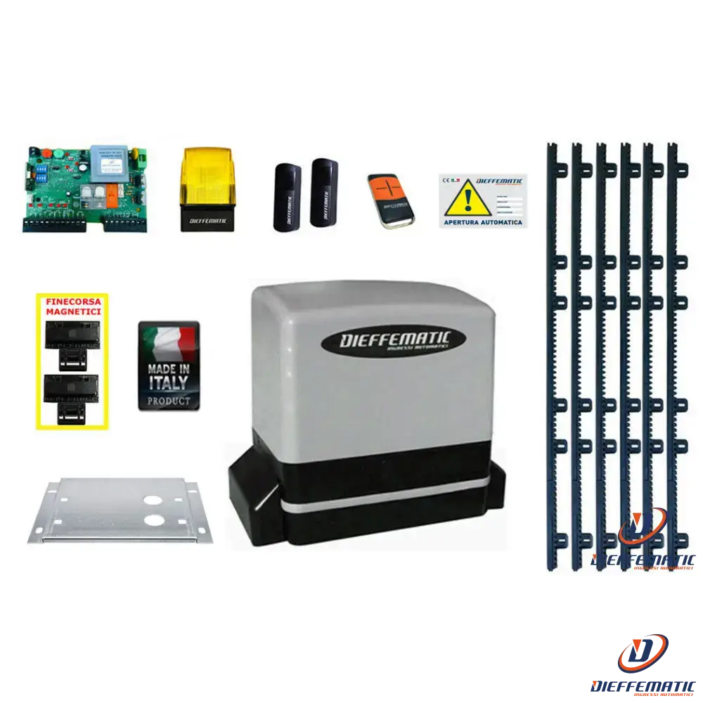 Automatic sliding gate automation motor kit + 6mt rack 230v dfm
