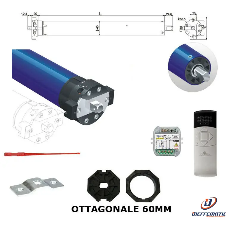 Roller shutter kit roller shutters up to 100kg motor with 50nm remote