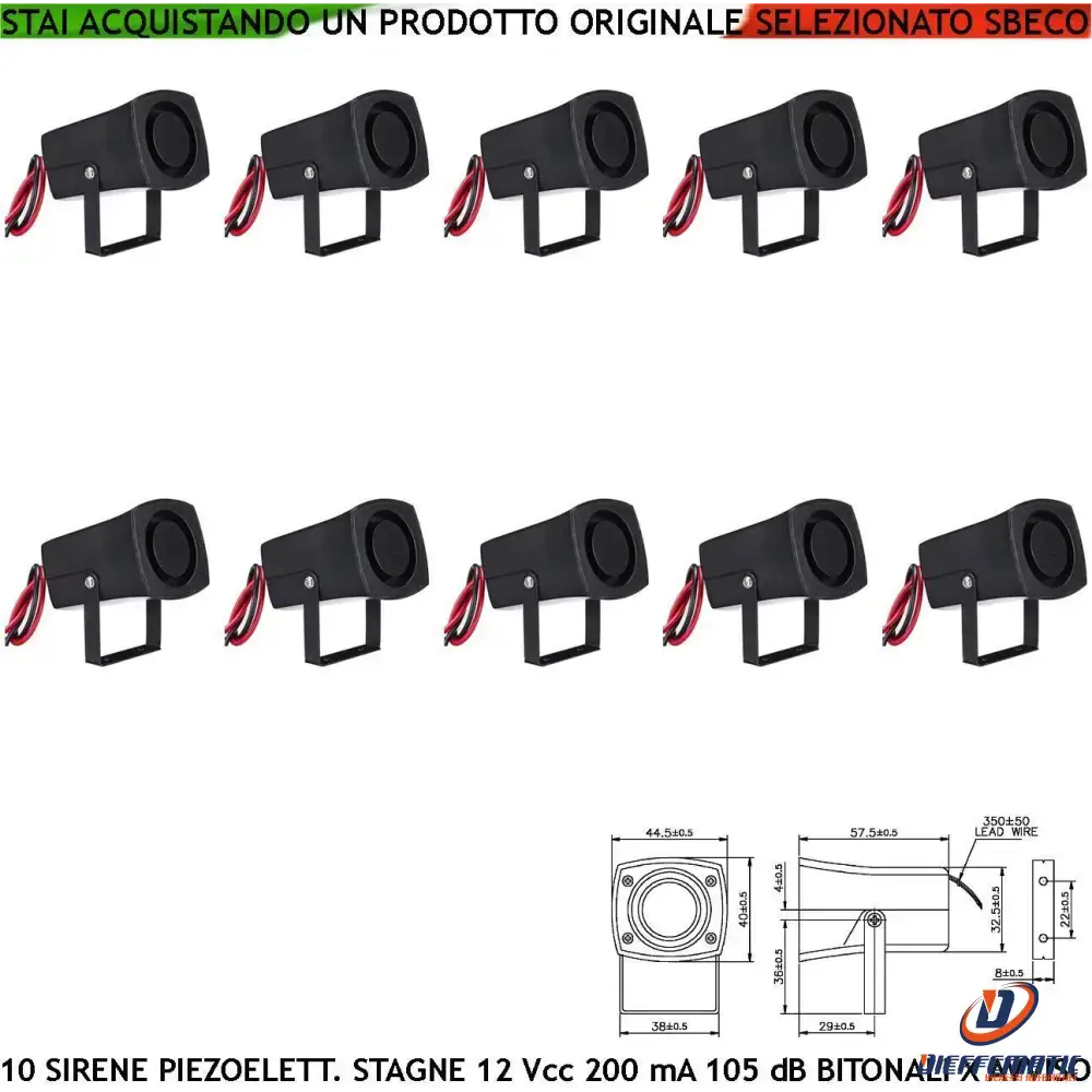 Waterproof piezoelectric microsiren 10 pieces securvera sa-mspsepdesa