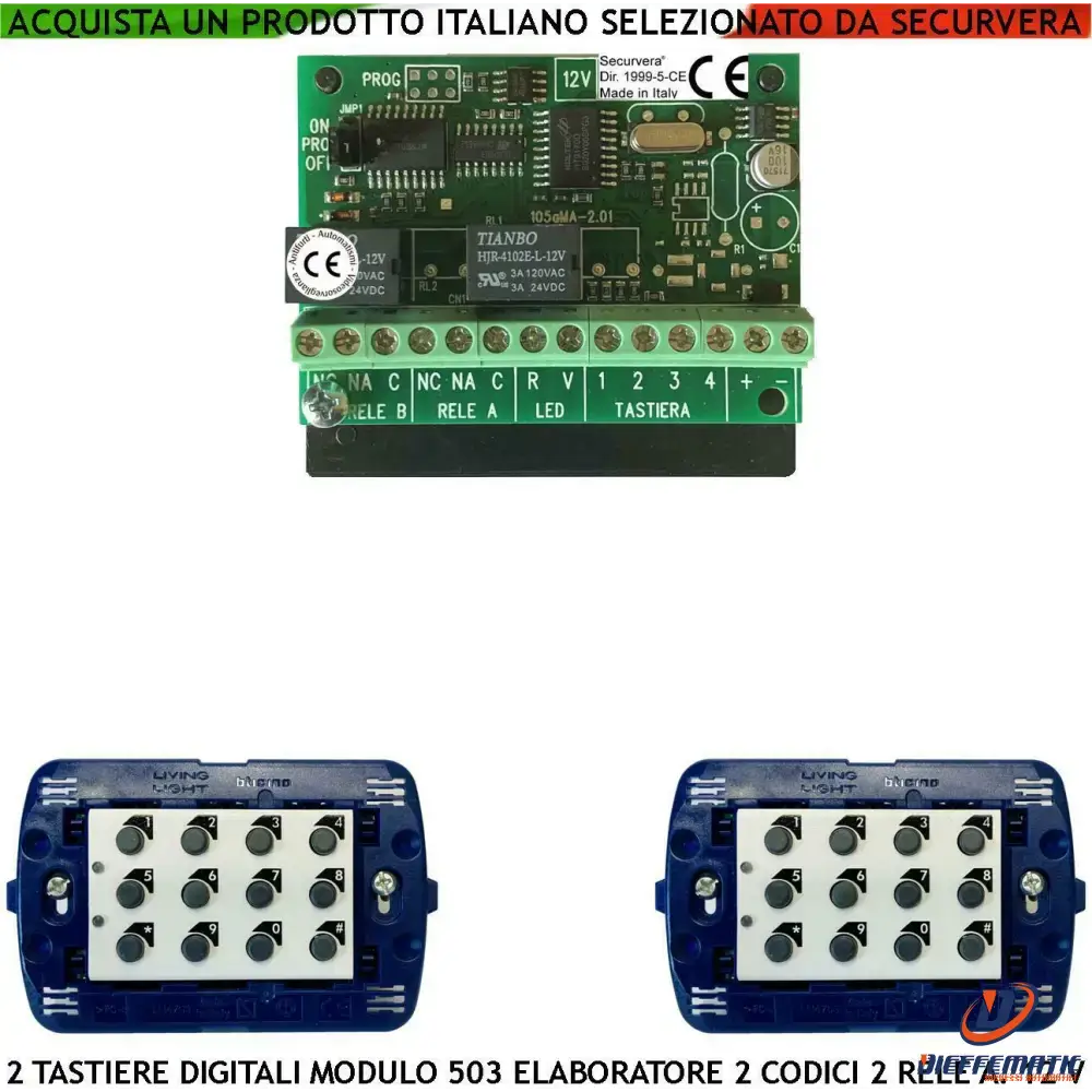 Built-in electronic keypad module 503 ip44 2 led securvera sl-